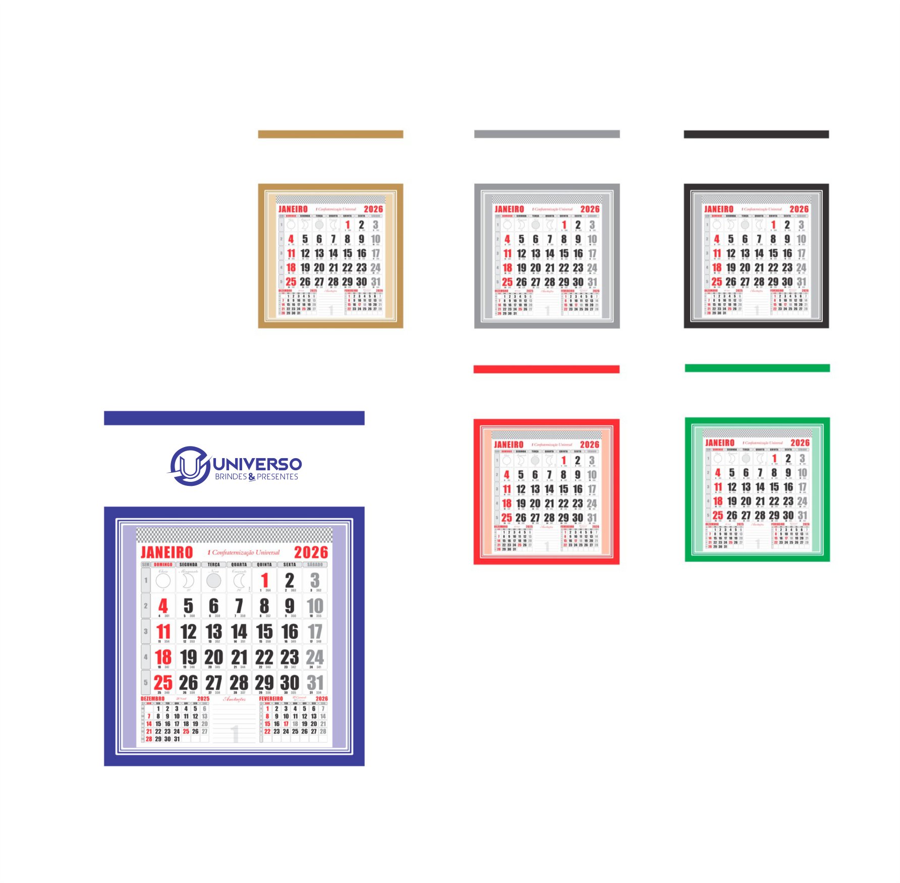 Calendário Comercial Personalizado Para Brinde - Universo Brindes