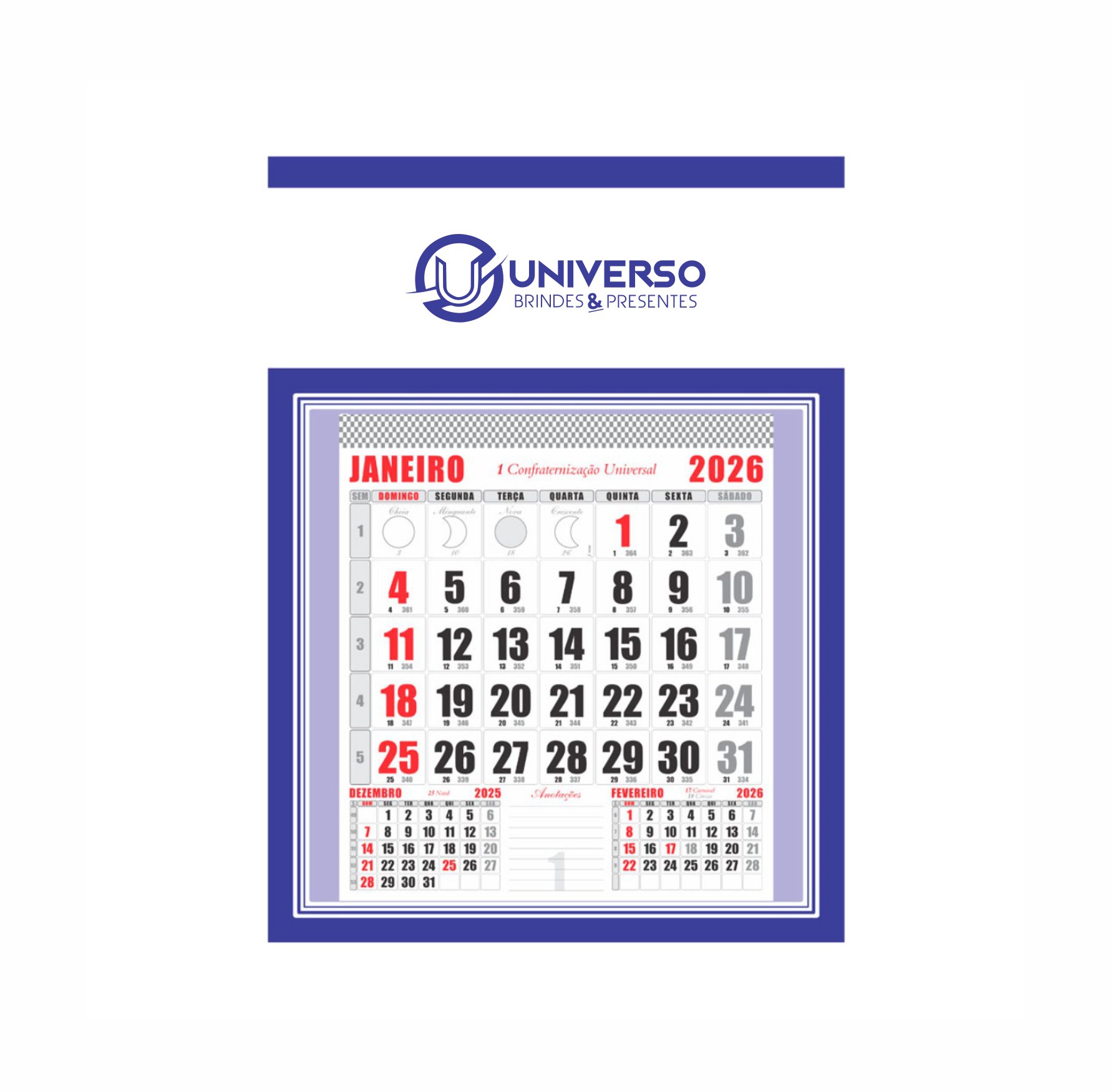 Calendário Comercial Personalizado Para Brinde - Universo Brindes